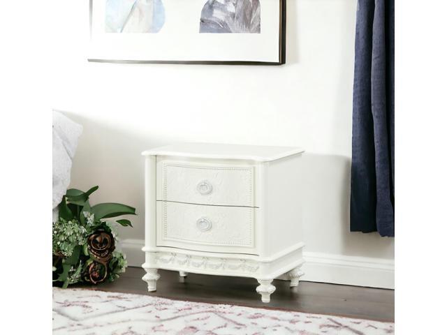 Click here for Dorothy Ivory Finish Nightstand W/2 Drawers prices