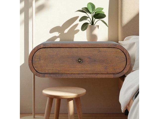 Click here for Wall Mounted Round Chestnut Bedside  1 Drawer prices