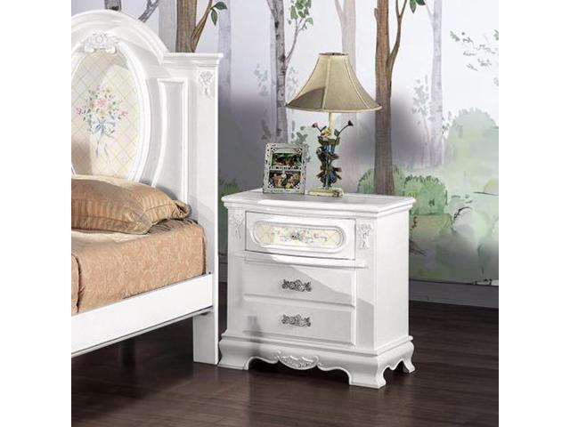 Click here for White 2-Drawer Nightstand with Floral Motifs prices