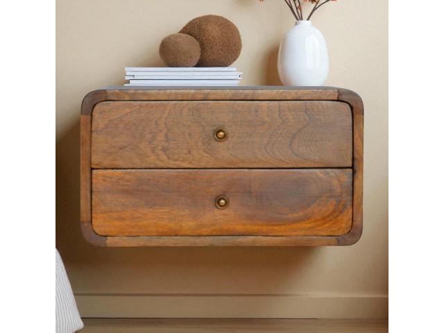 Click here for Floating Curved Chestnut Bedside prices