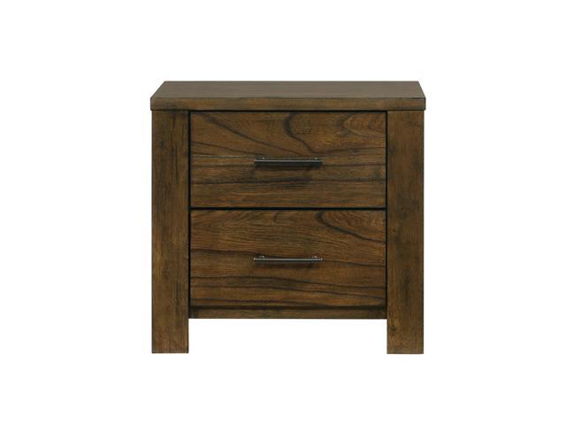 Click here for 1pc Oak Finish Nightstand of 2x Drawers Rustic Aes... prices