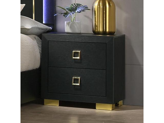 Click here for Modern 1pc Nightstand Black Color Center Glide 2-D... prices
