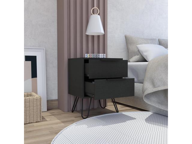 Click here for Nightstand Skyoner 2  Harpin Legs  Two Drawers  Bl... prices