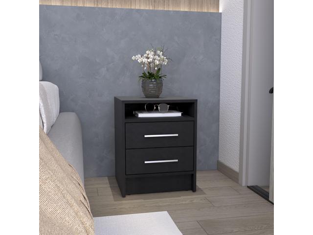 Click here for Nightstand 23.6 H  with 2 Drawers and 1 Shelf  Bla... prices