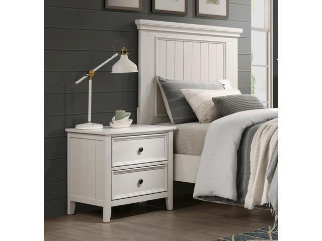 Click here for Classic White Finish Bedroom Nightstand of 2 Drawe... prices