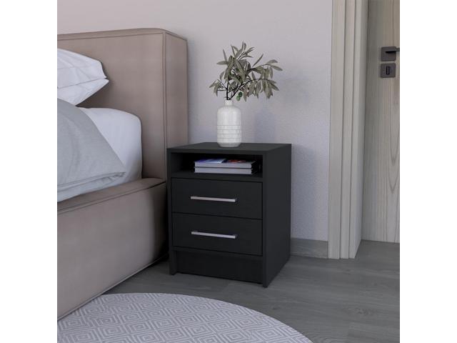Click here for Nightstand Cartiz  Two Drawers  Black Wengue Finis... prices