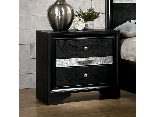 Click here for Contemporary 1pc Nightstand Black Finish Silver Ac... prices