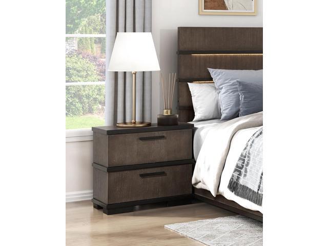 Click here for Two-Tone Brown Black Finish 2-Drawers Nightstand 1... prices
