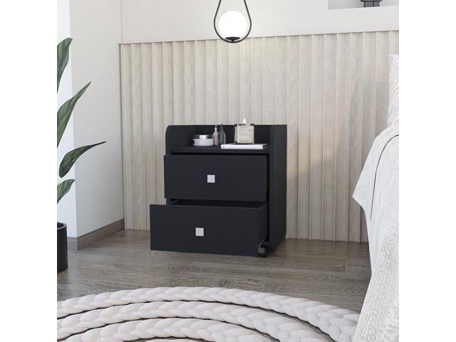 Click here for Nightstand Csmet  Metal Handle  Two Drawers  Black... prices