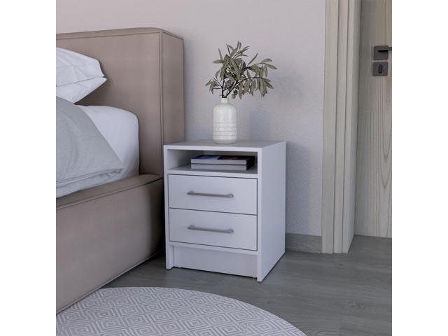 Click here for Nightstand Cartiz  Two Drawers  White Finish prices