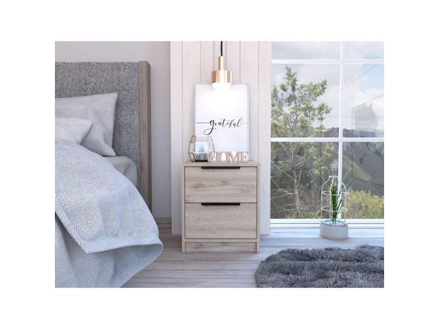 Click here for Modern Nightstand 19 H  Two Drawers  Light Gray prices