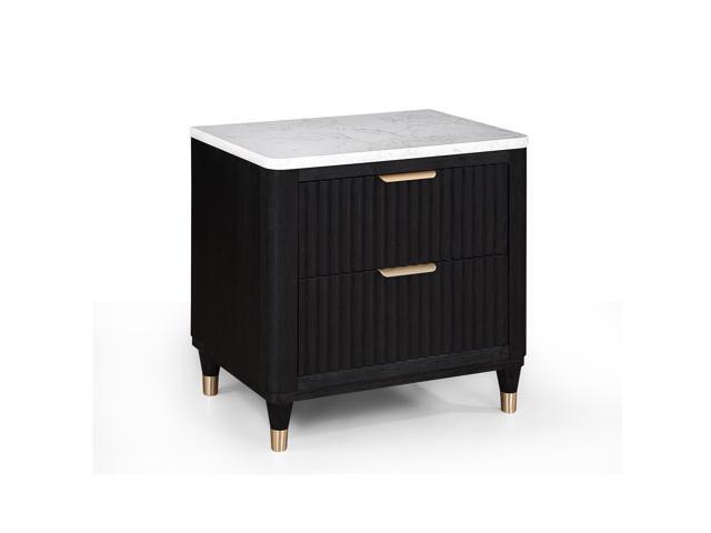 Click here for 1pc Contemporary 2-Drawer Black Nightstand White T... prices