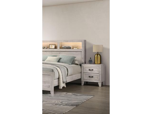 Click here for Contemporary White Wash 1pc Nightstand Bedroom Mel... prices