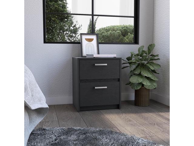 Click here for Nightstand 18H  2 Drawers with Metal Handles  Blac... prices