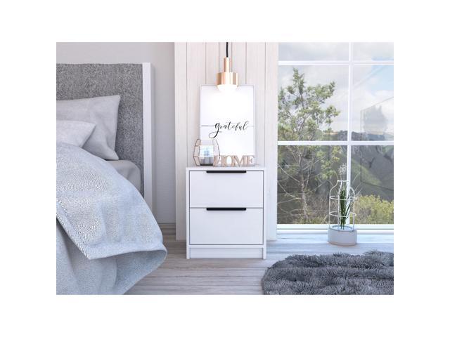Click here for Modern Nightstand 19 H  Two Drawers  White prices
