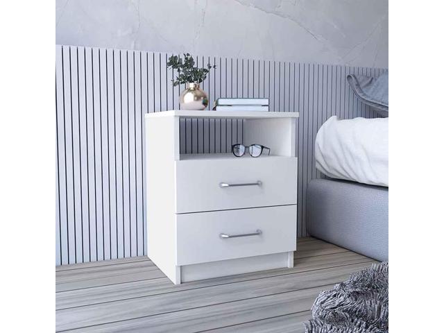 Click here for Nightstand Olienza  Two Drawers  One Shelf  White... prices