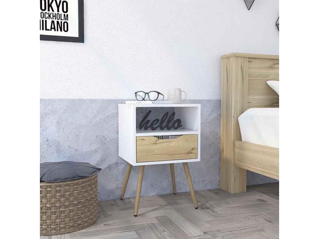 Click here for Nightstand Fugaz  Open Shelf  Single Drawer  White... prices