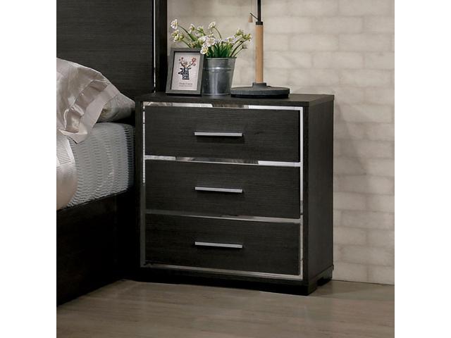 Click here for 1x Nightstand Solid wood Warm Gray Sleek Modern Li... prices