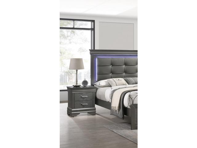 Click here for Modern Grey Transitional Wooden Nightstand Bedside... prices