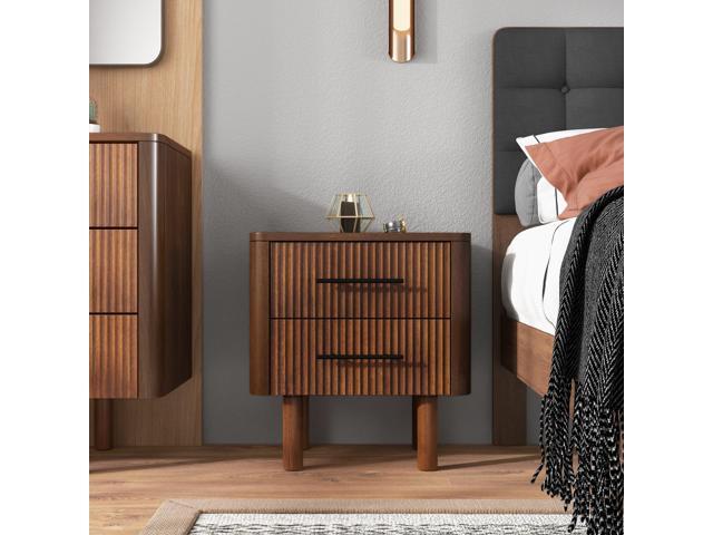 Click here for Logan Mid Century Modern Walnut Nightstand Bed Sid... prices