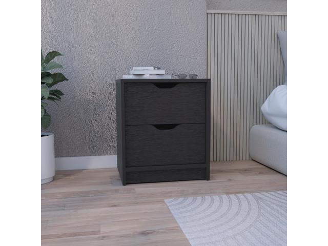 Click here for Double Drawer Nightstand 19H  Bedside Table  Black prices