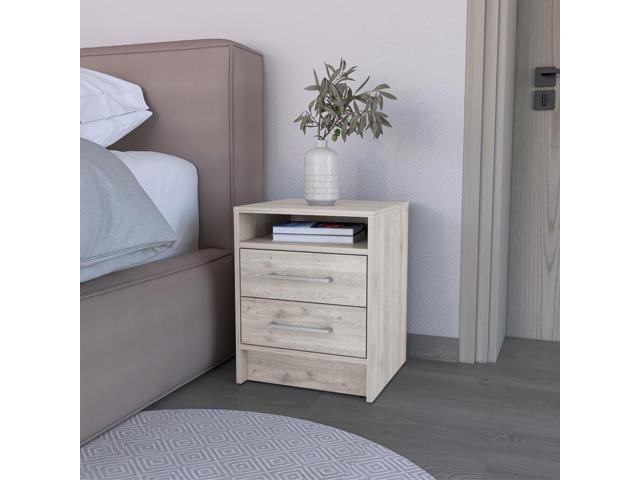 Click here for Nightstand Cartiz  Two Drawers  Light Gray Finish prices