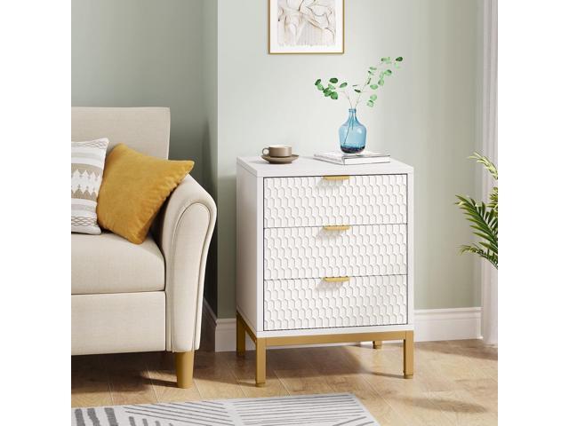 Click here for 19.7-Inches Modern White and Gold 3-Drawer Nightst... prices