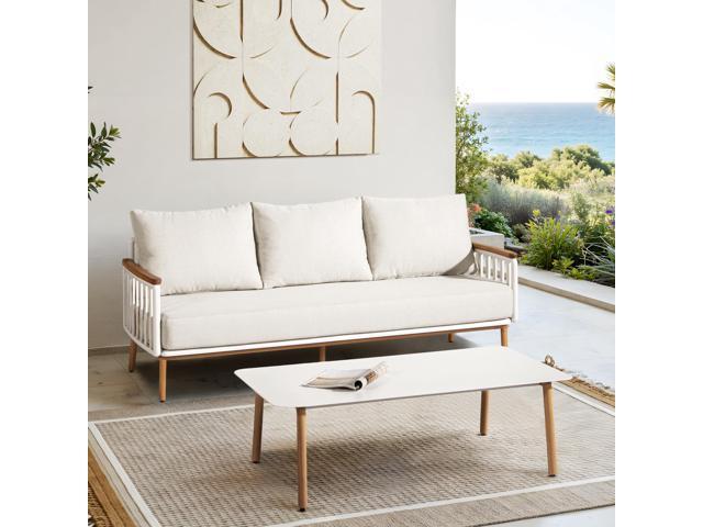 Click here for Calarono 2pc Teak & Aluminium Outdoor Sofa and Cof... prices