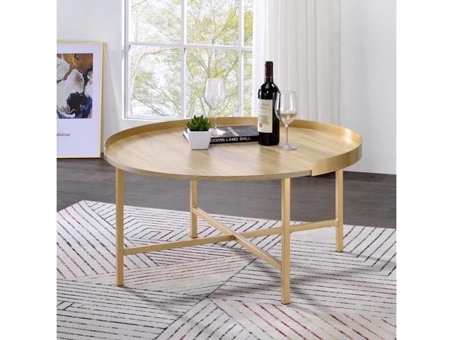 Click here for Oak and Gold Coffee Table with Tray Top prices
