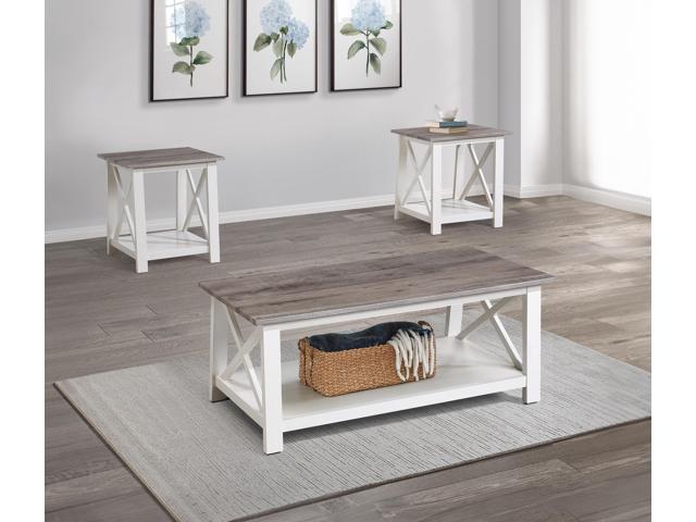 Click here for White Brown 3-Piece Set Table Top Cocktail Rectang... prices
