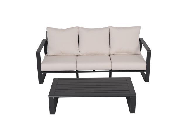 Click here for Three-seat sofa + rectangular coffee table  beige... prices