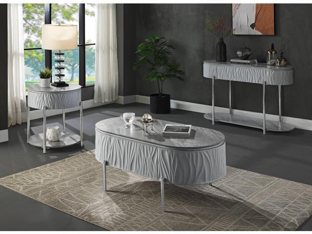 Click here for Yukino Gray High Gloss & Chrome Finish Coffee Tabl... prices