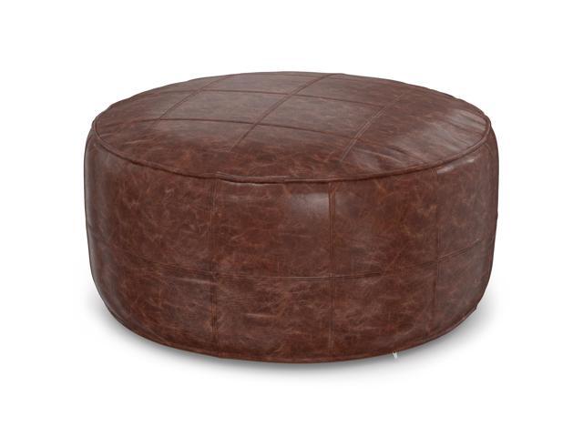 Click here for Connor - 34 Round Coffee Table Pouf - Distressed B... prices