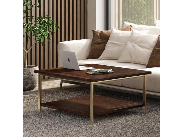 Click here for Skyler - Square Coffee Table - Dark Brown / Gold prices