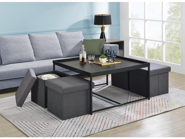 Click here for Vinny 35 Black Wood Grain 5 Piece Coffee Table Set... prices