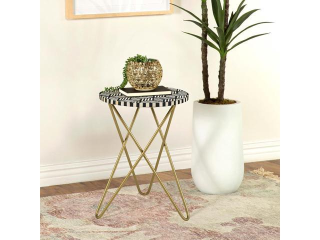 Click here for Black White and Gold Top Accent Table prices