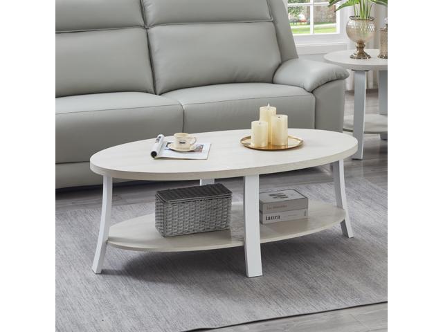 Click here for Anze Contemporary Oval Wood Shelf Coffee Table in... prices