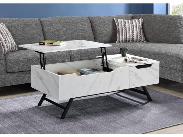 Click here for Throm White Faux Marble Grain Finish Coffee Table... prices