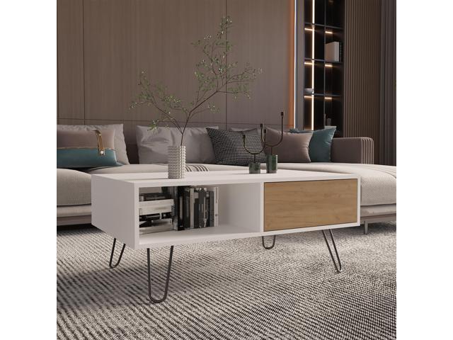 Click here for Coffee Table  1 Drawer  1 Shelf  White / Natural O... prices