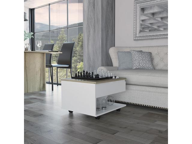 Click here for White and Light Oak 1-Drawer 1-Shelf Lift Top Coff... prices