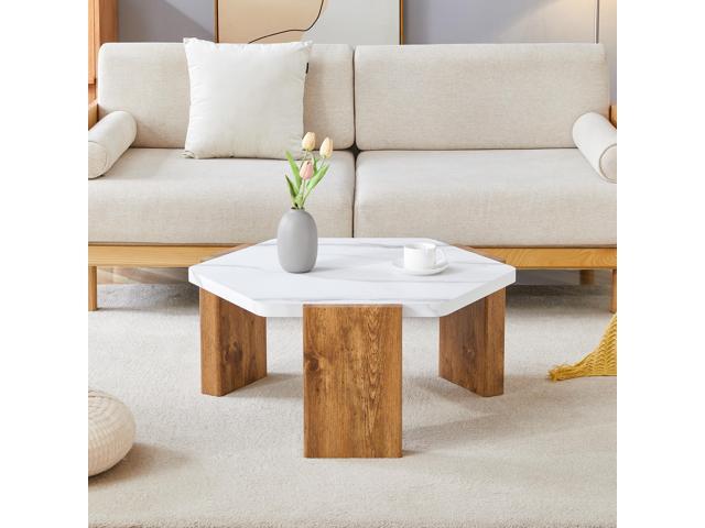 Click here for 31-inch modern-style hexagonal coffee table with w... prices