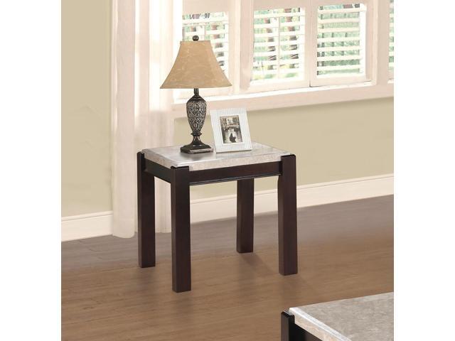 Click here for Genuine Marble Top End Table Dark Cherry Finish Wo... prices