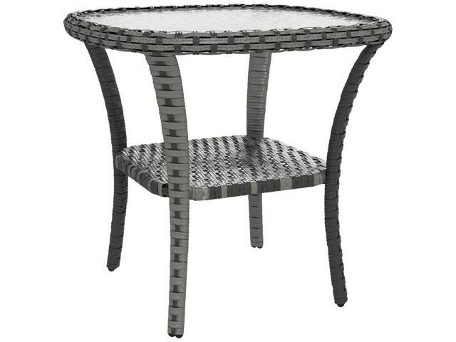 Click here for Outsunny Rattan Coffee Table with Storage Shelf  W... prices