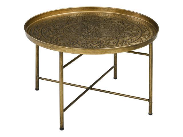 Click here for HOMCOM 24 Round Coffee Table with Hammered Tray To... prices