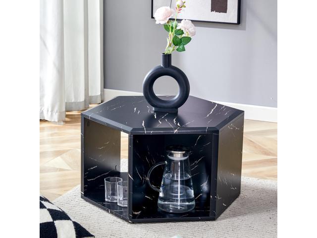 Click here for Hexagonal MDF coffee table  black marble pattern s... prices