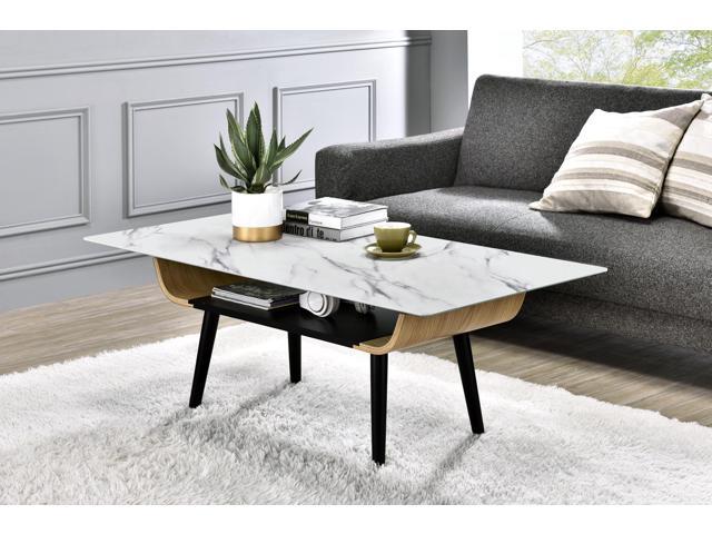 Click here for Landon 47 Coffee Table with Glass White Marble Tex... prices