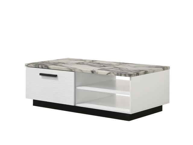Click here for Matilda 47 White Coffee Table with White Faux Marb... prices