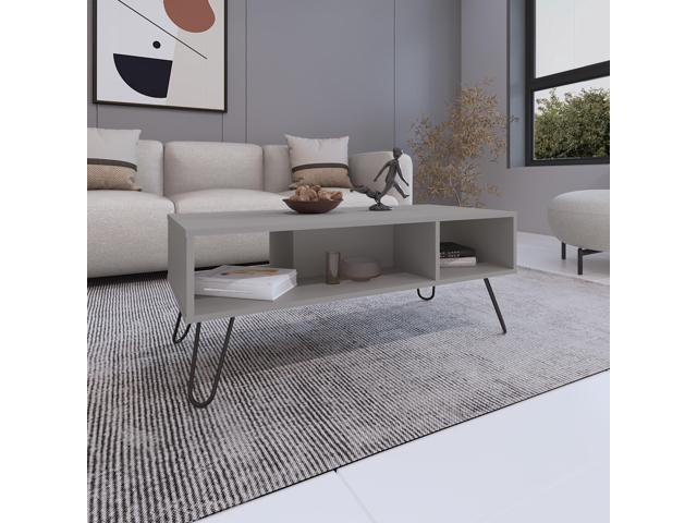 Click here for Coffee Table 15.7 H  with 4 Legs and 2 Shelves  Wh... prices