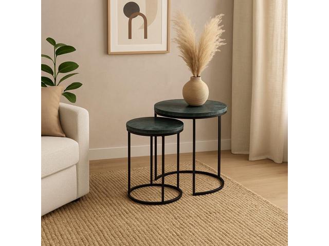 Click here for Marble Nesting Coffee Table Set Of 2 With Metal Fr... prices