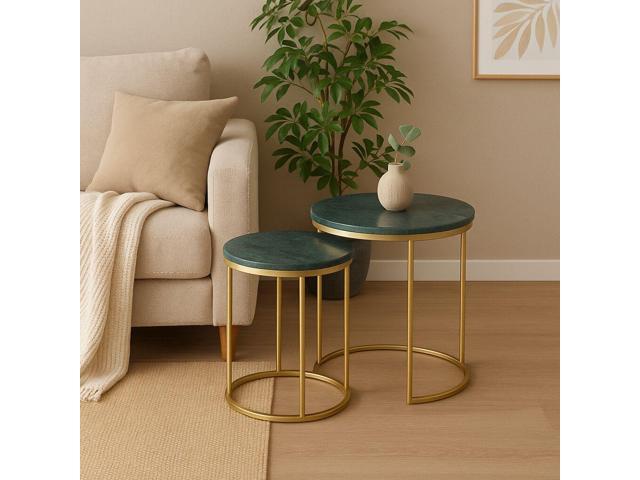 Click here for Marble Nesting Coffee Table Set Of 2 With Metal Fr... prices